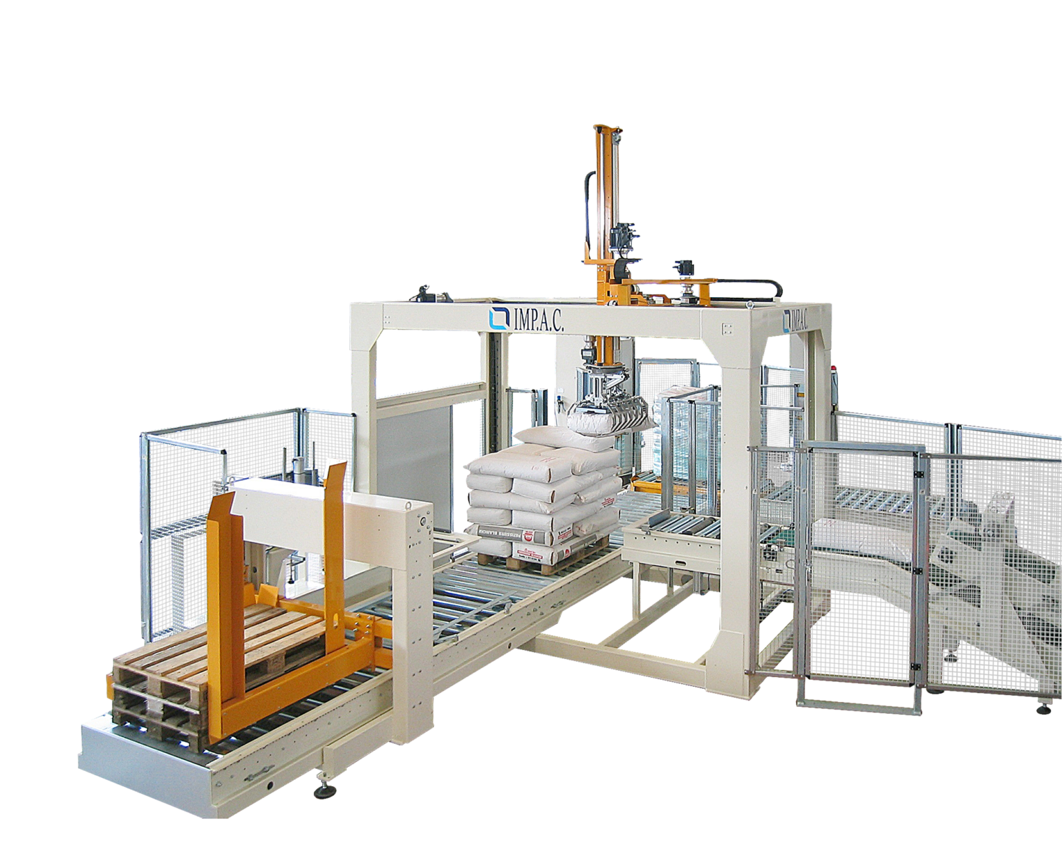 IMP.A.C. ROBOTEX 125 A Cartesian bag palletising robot with roller ...