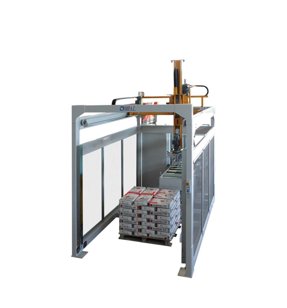IMP.A.C. ROBOTEX 125 A-PT Cartesian bag palletising robot with floor ...